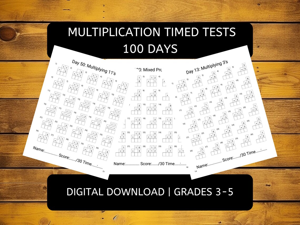 Printable Math Multiplying Practice Worksheets Grades 3-5 Numbers 0-12 ...