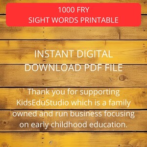 1000 Fry Sight Words Printable | High Frequency Words | Learn Spelling ...