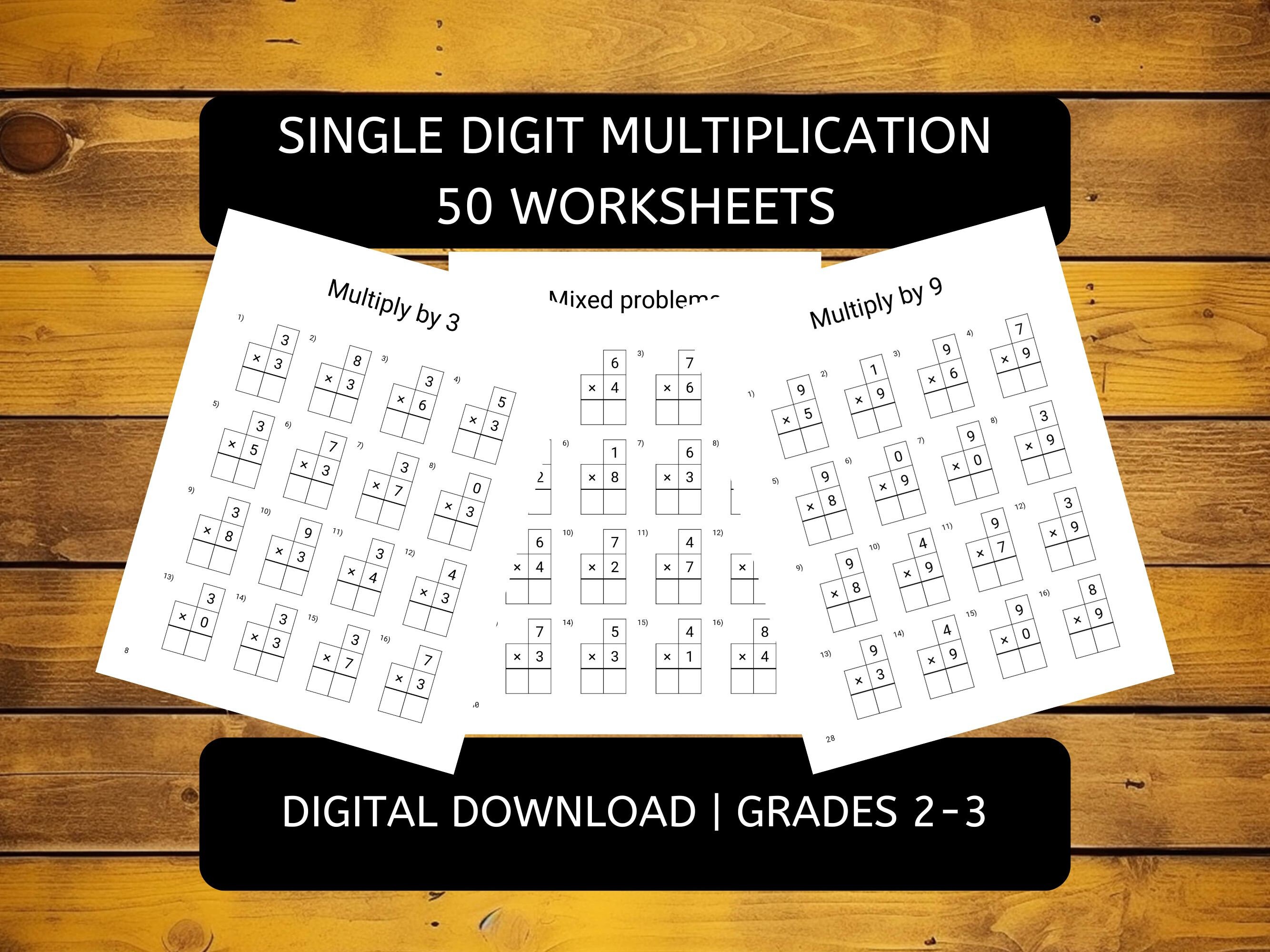 Single Digit Multiplication Workbook | Math Practice Grades 2-3 - Etsy