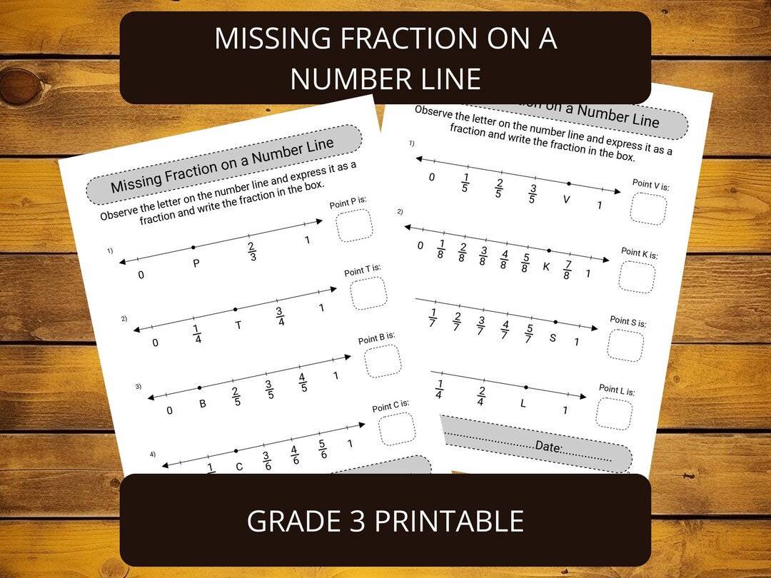 Math Missing Fraction Number Line Worksheets Grade 3 | Write the ...