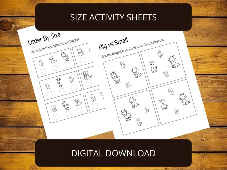 Measurement Worksheets Preschool and Kindergarten | Big Versus Small ...