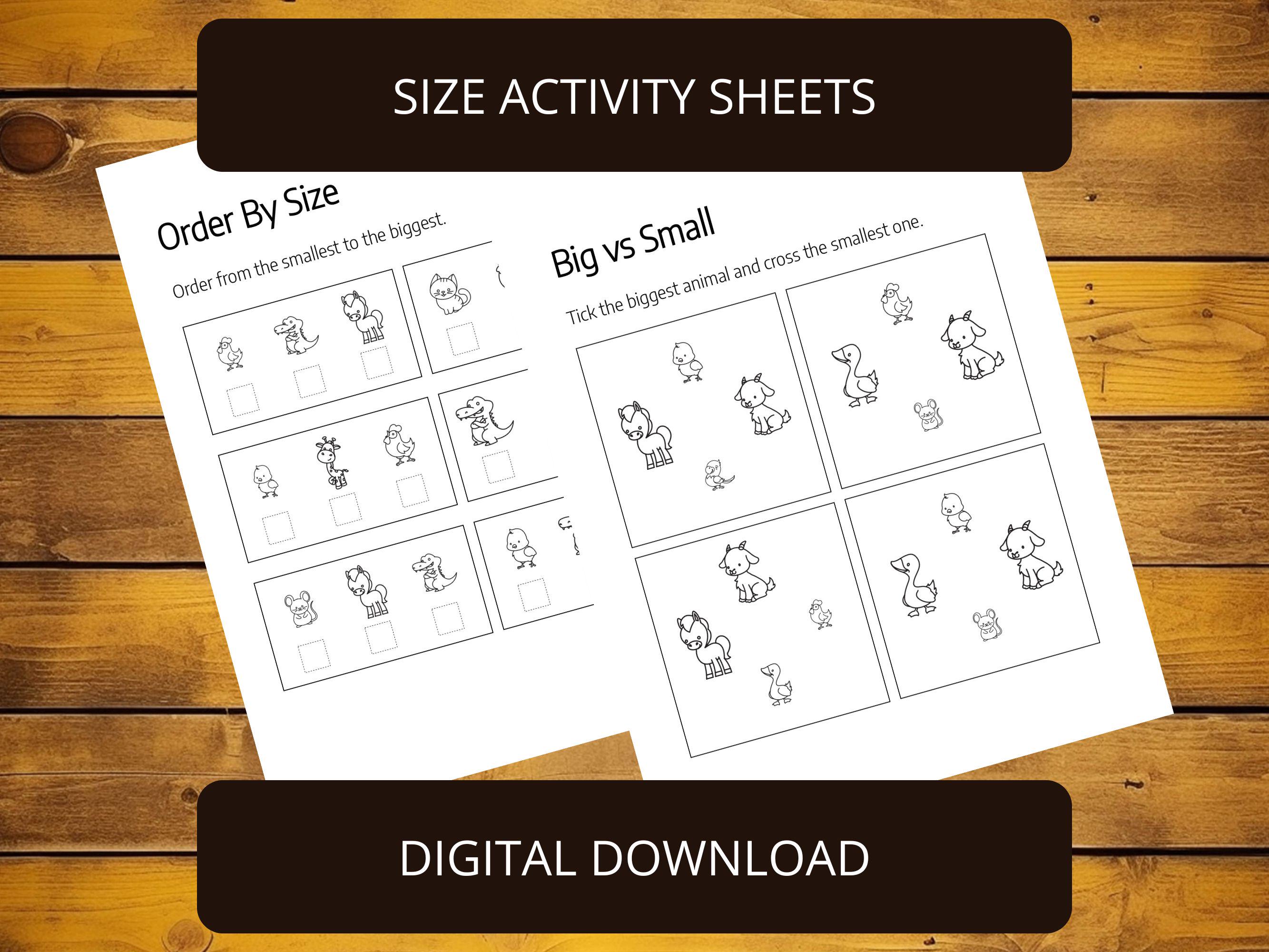 Measurement Worksheets Preschool and Kindergarten | Big Versus Small ...
