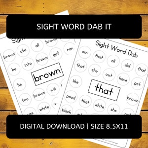 Printable Dolch Sight Words Dab It Worksheets Kindergarten - Etsy
