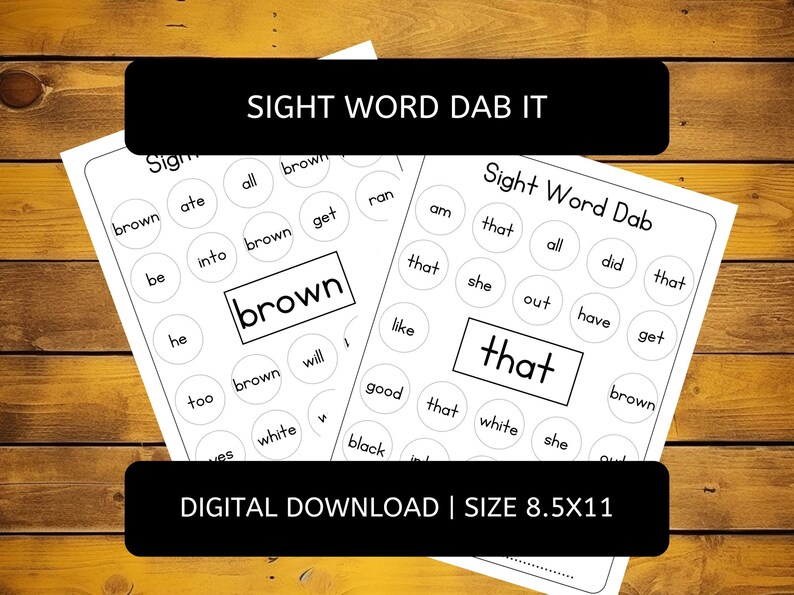Printable Dolch Sight Words Dab It Worksheets Kindergarten - Etsy
