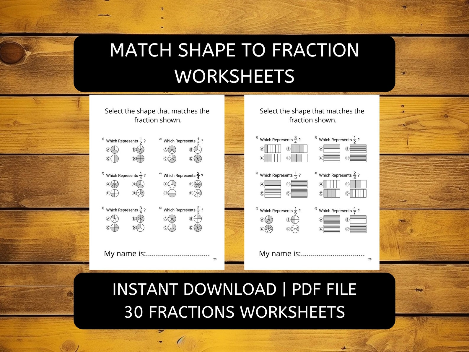 Fraction Worksheets Grades 1-2 - Etsy