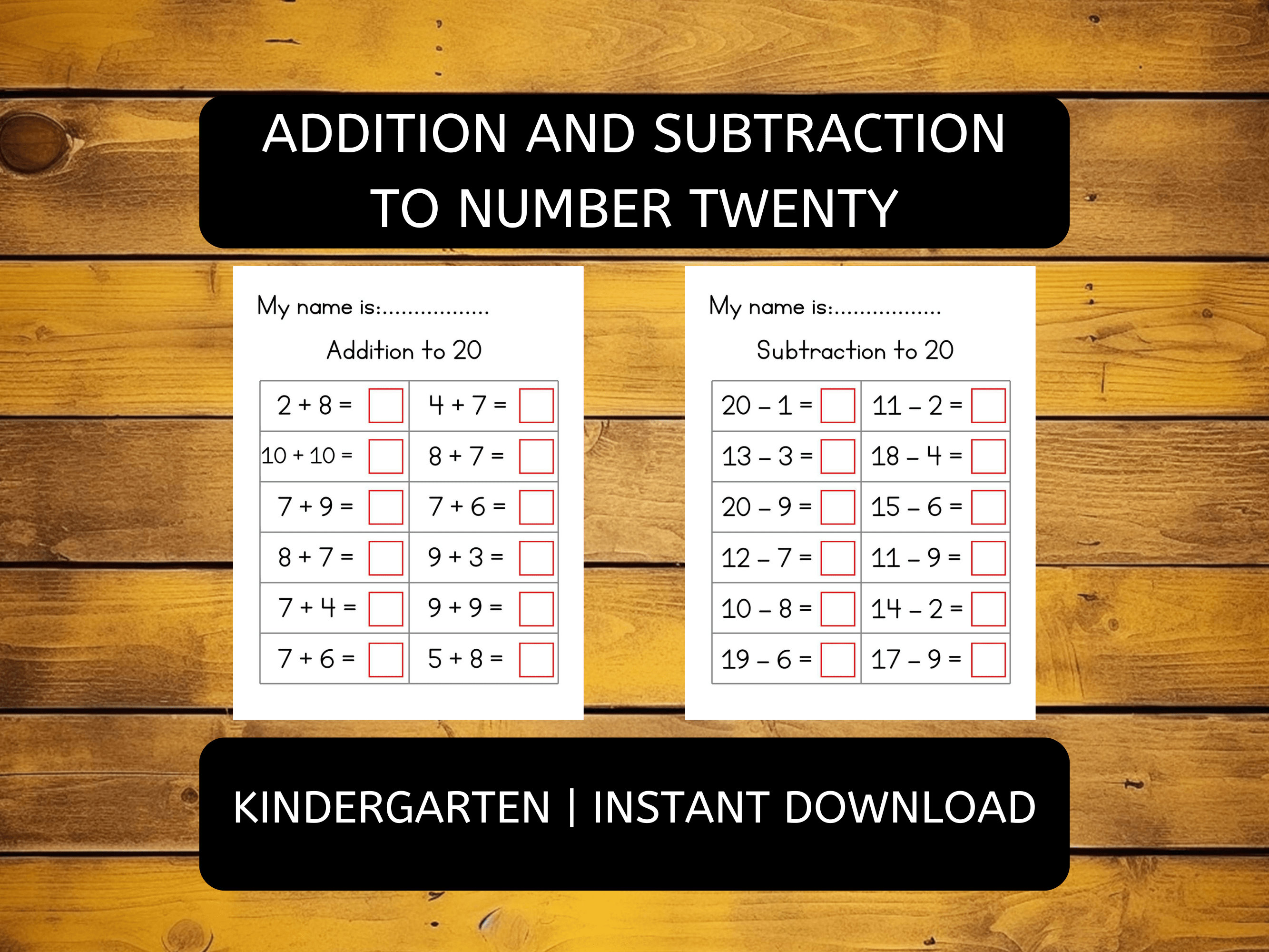 Addition and Subtraction Worksheets Zero to Twenty | Kindergarten Math ...