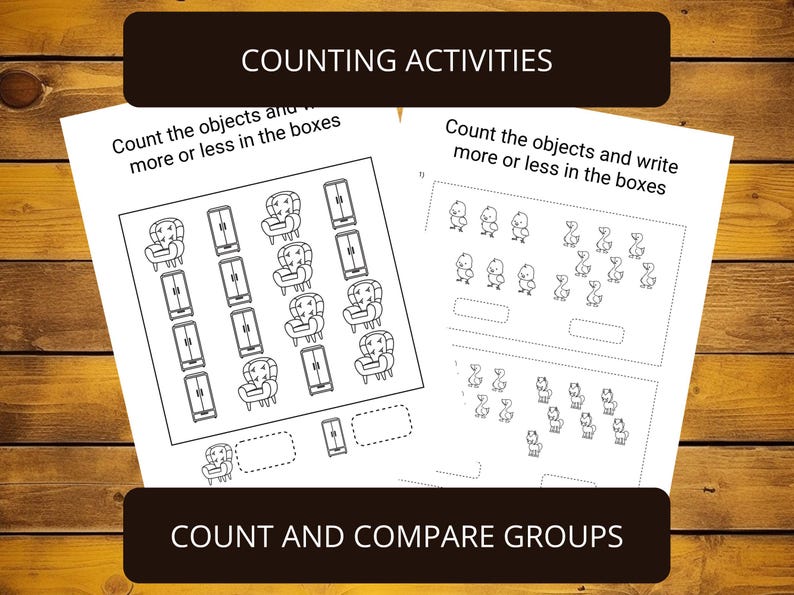 Counting Worksheets Preschool Printable | Compare Object Groups and ...