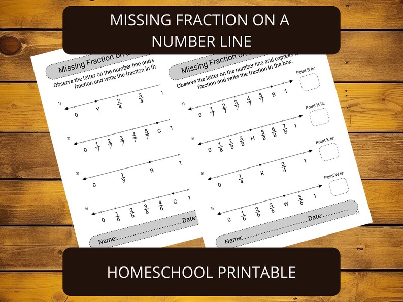 Math Missing Fraction Number Line Worksheets Grade 3 | Write the ...