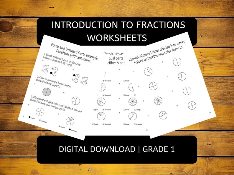 Visual Fractions Introduction Worksheets Grade 1 - Etsy