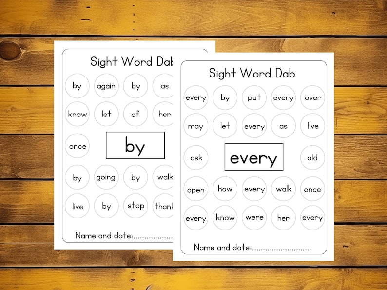 Printable Dolch Sight Words Dab It Worksheets First Grade - Etsy