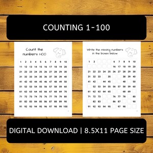 Printable Missing Number Counting Worksheets Numbers 1-100 for ...