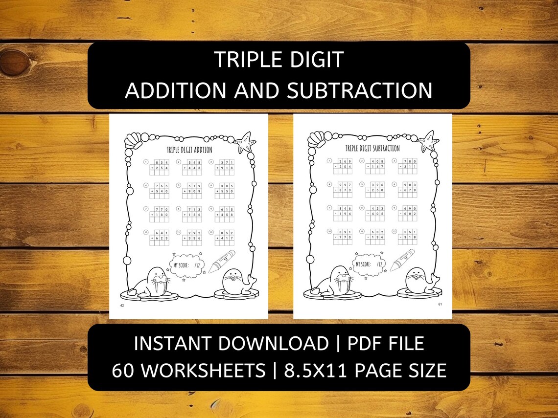 Addition and Subtraction Worksheets for Kids Grades 1-3 Double and ...