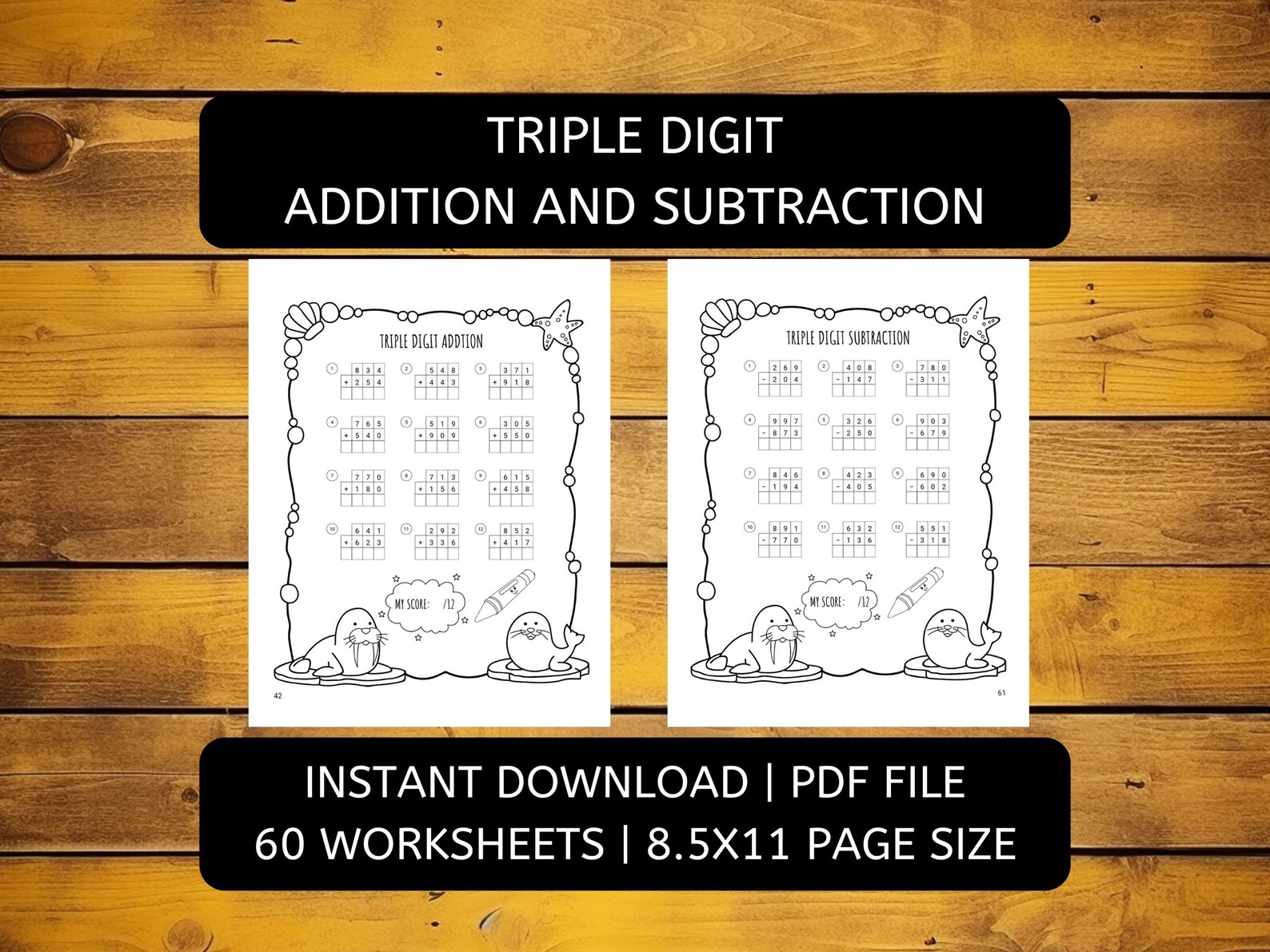 Addition and Subtraction Worksheets for Kids Grades 1-3 Double and ...