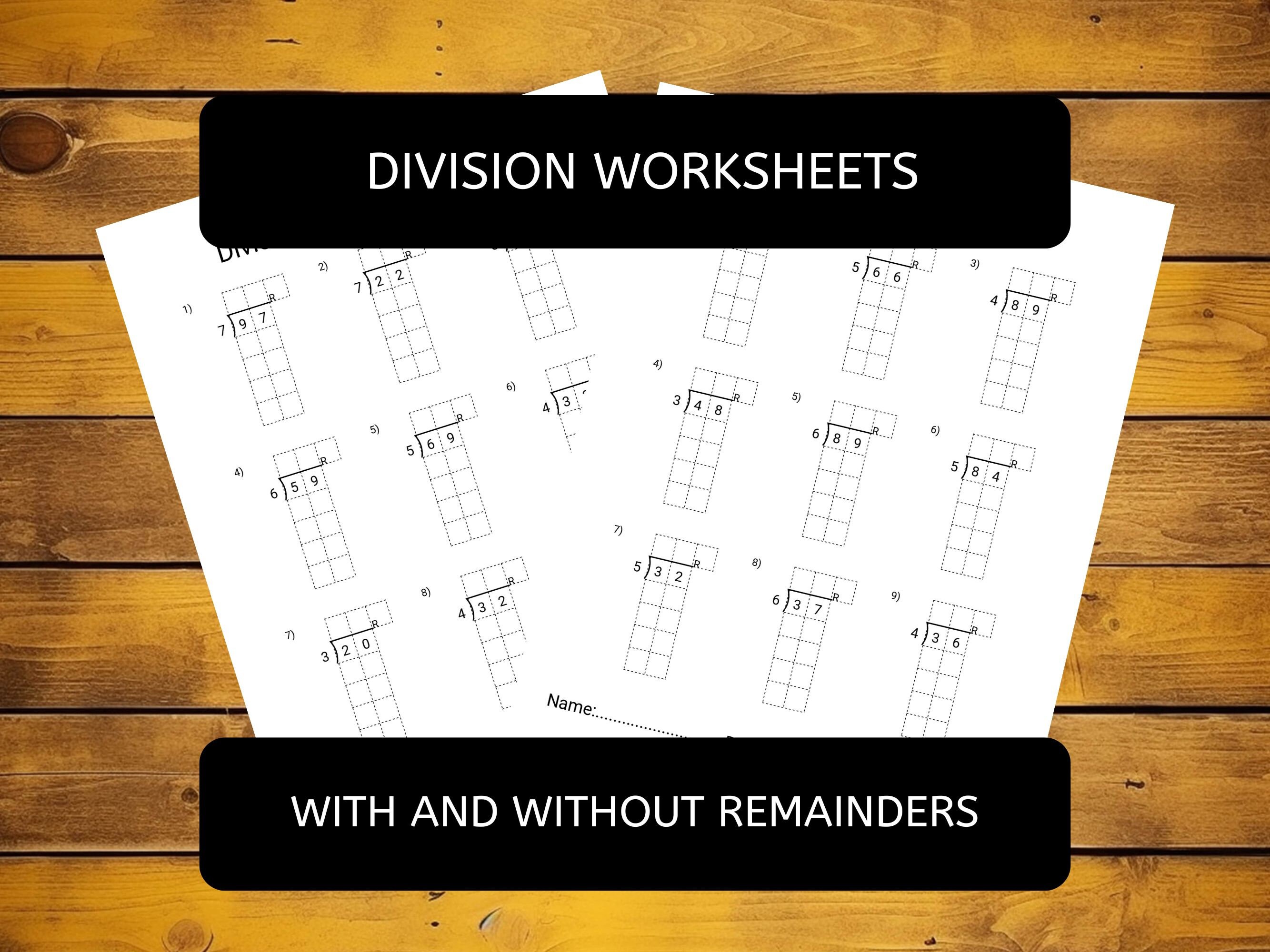 Long Division Worksheets | Single Digit Divisor Grades 4-5 - Etsy