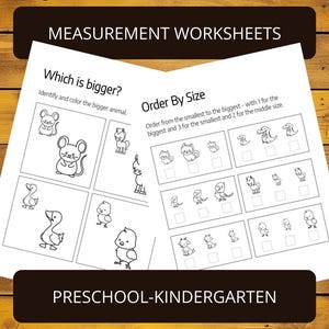 Measurement Worksheets Preschool and Kindergarten | Big Versus Small ...