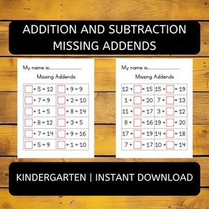 Addition and Subtraction Worksheets Zero to Twenty | Kindergarten Math ...