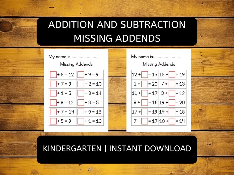 Addition and Subtraction Worksheets Zero to Twenty | Kindergarten Math ...
