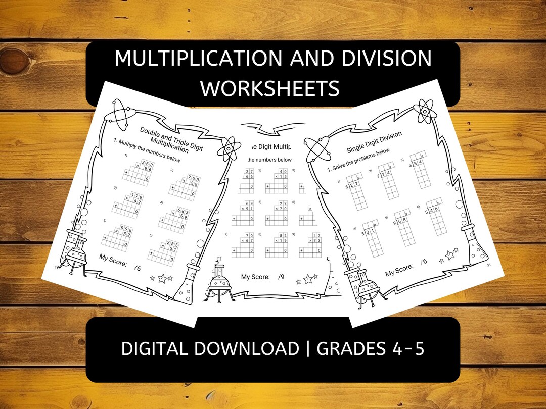 Long Multiplication and Division Math Worksheets for Grades 4-5 - Etsy