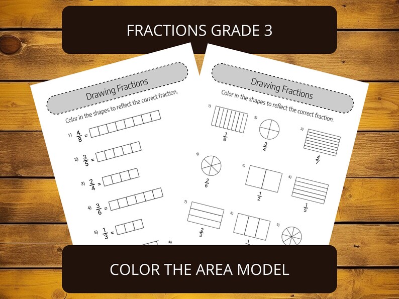 Math Fractions Worksheets Grade 3 Printable | Visual Models ...