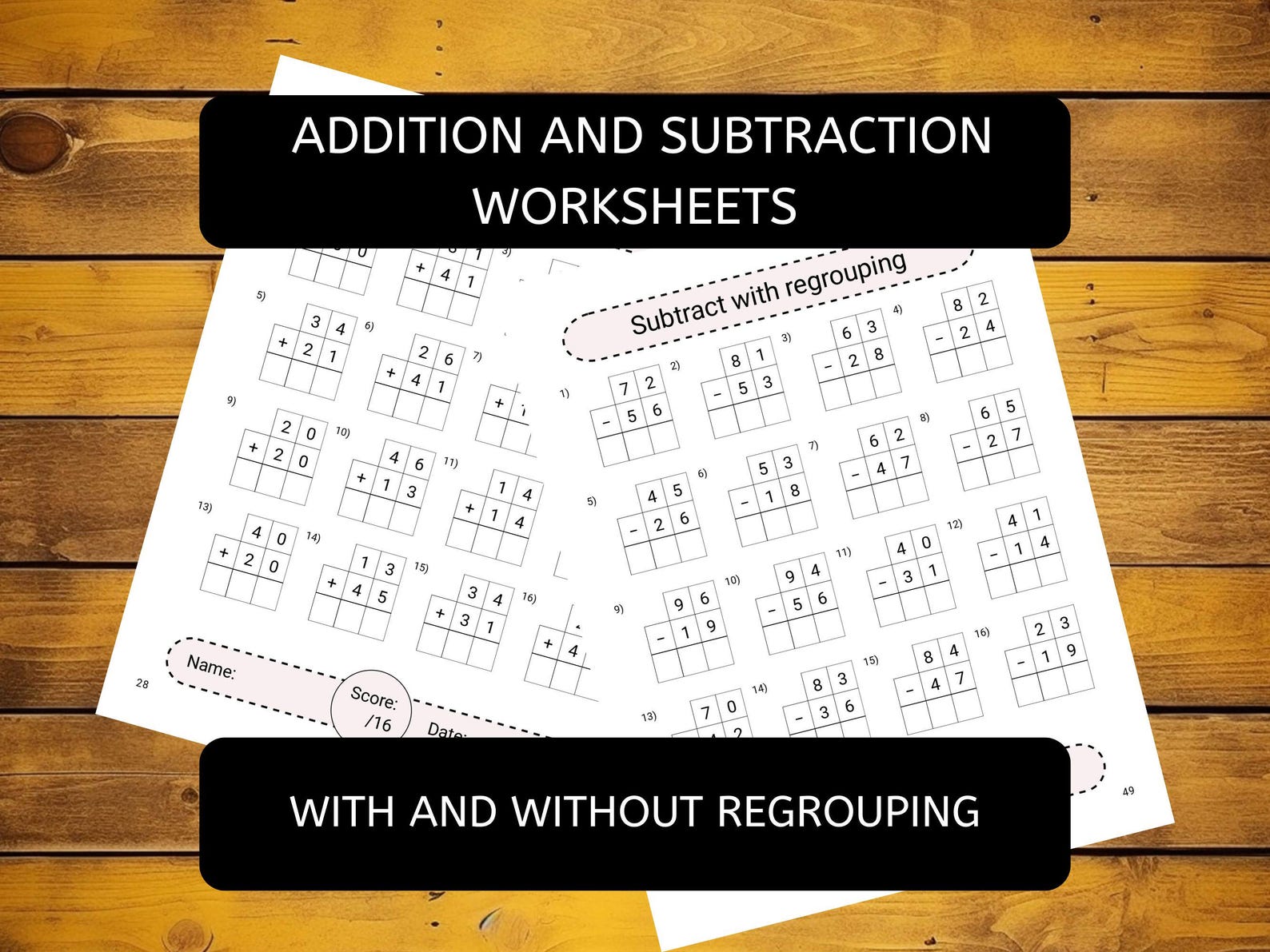 Math Addition and Subtraction Worksheets | Single, Double and Triple ...