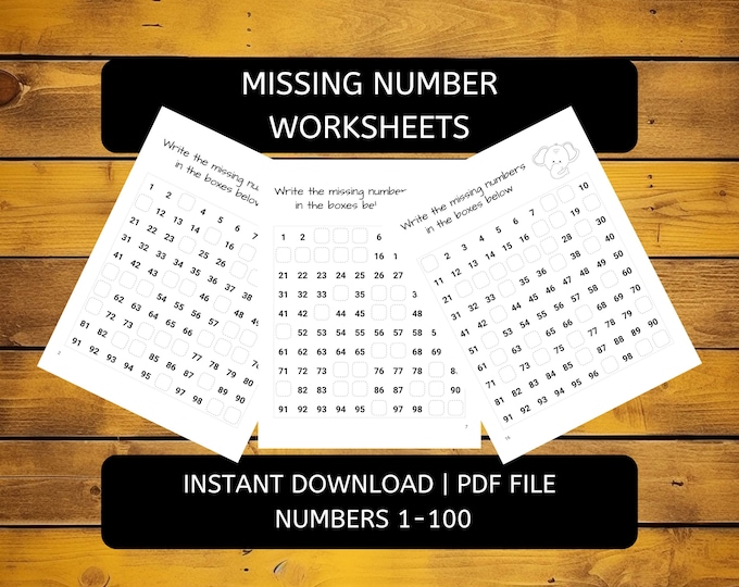Counting 1 to 100 Math Worksheet fill in the Missing Number PDF File ...