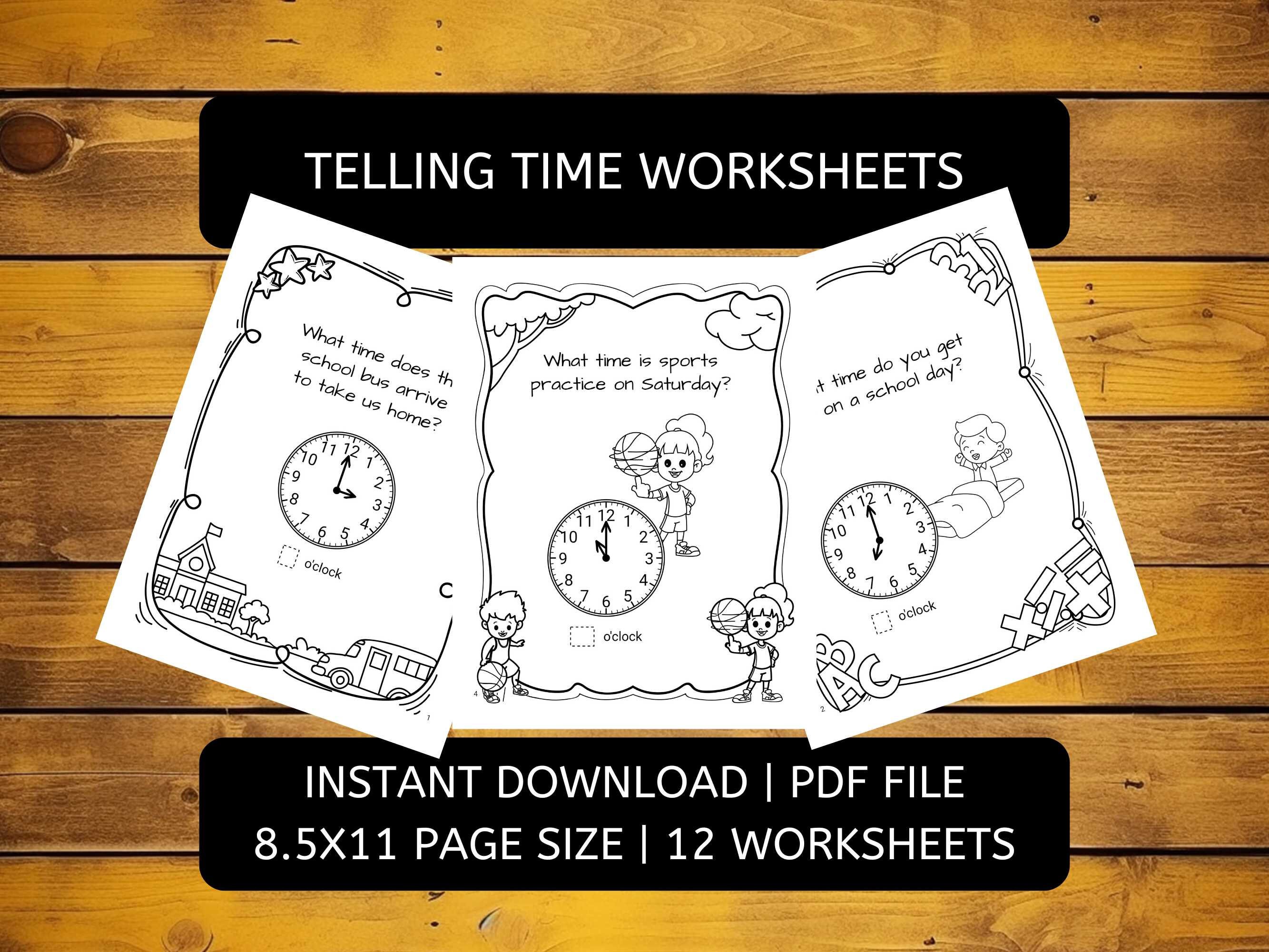 Telling Time Worksheets Preschool and Kindergarten - Etsy
