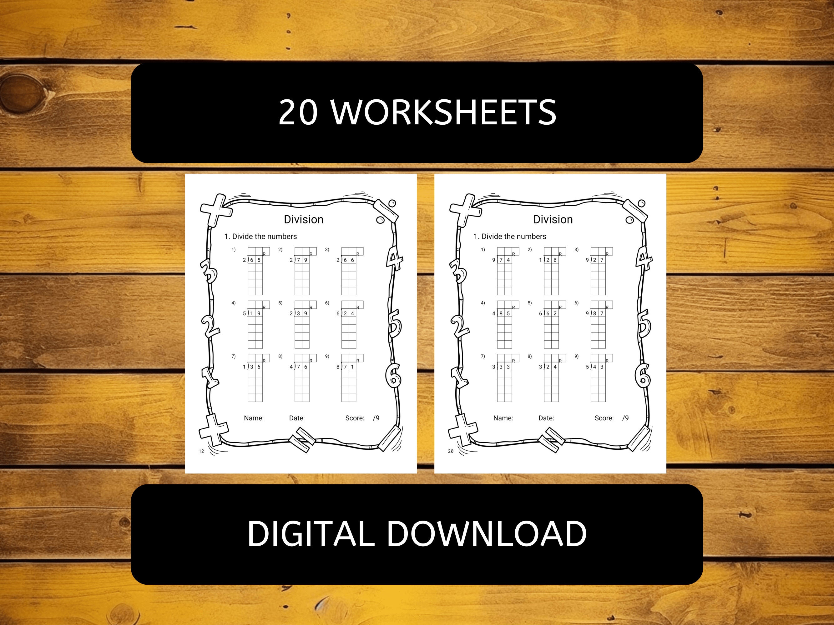 Long Division Worksheets | Single Digit Divisor - Etsy