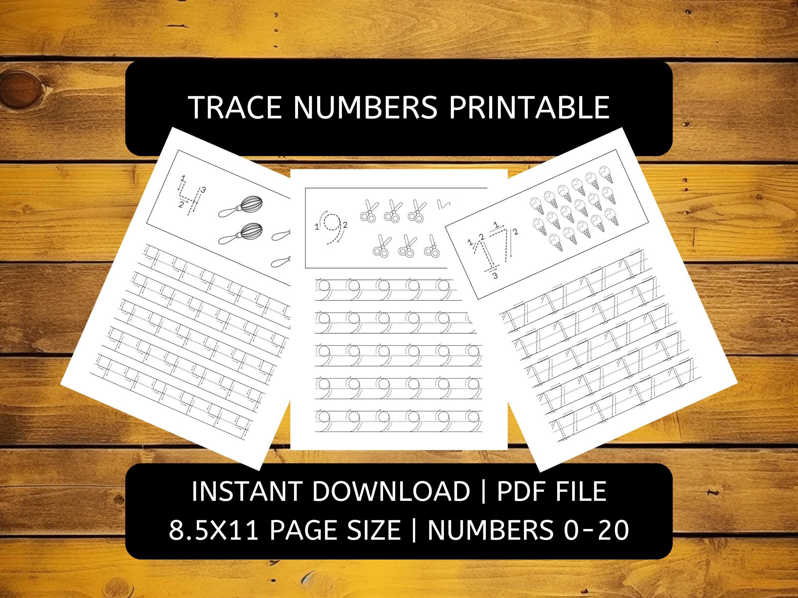 Handwriting Practice Number Tracing Worksheets 0-20 Color and Count the ...