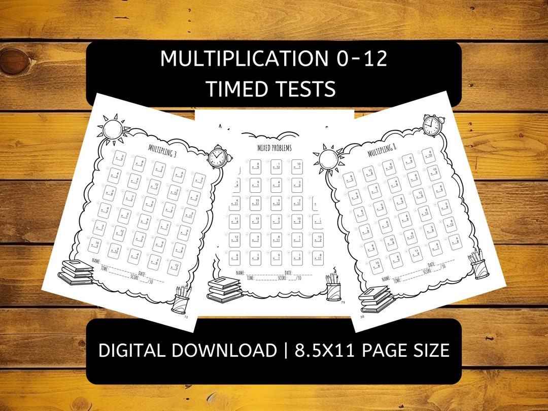 100 Printable Multiplication Math Drills Worksheets Numbers 0-12 ...