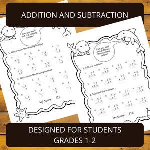 Math Addition and Subtraction Worksheets | Single, Double and Missing ...