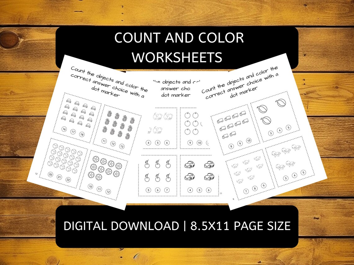 Count and Color Dot Marker Preschool and Kindergarten to Numbers 20 - Etsy