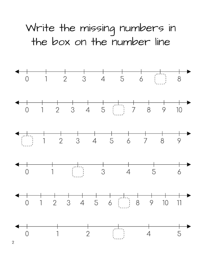 Number Line Worksheets Preschool and Kindergarten Counting - Etsy