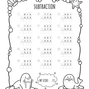 50 Printable Triple Digit Addition and Subtraction Practice Worksheets ...