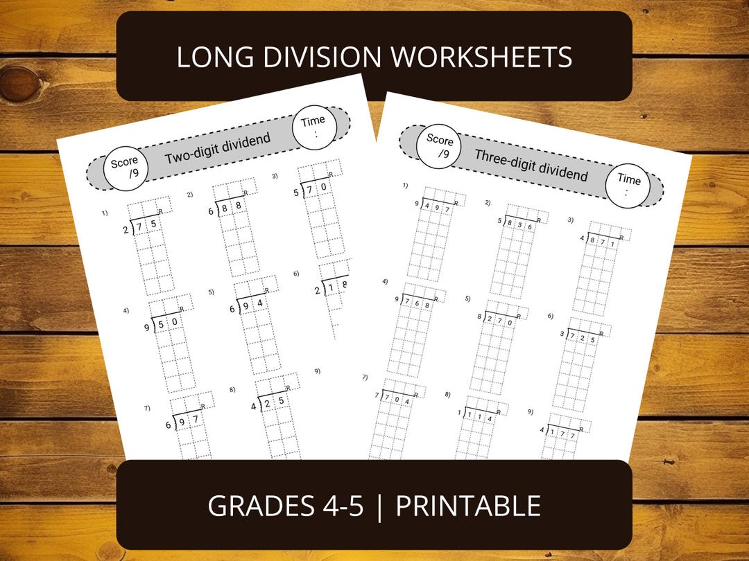 Long Division Worksheets | Single Digit Divisor | Double and Triple ...