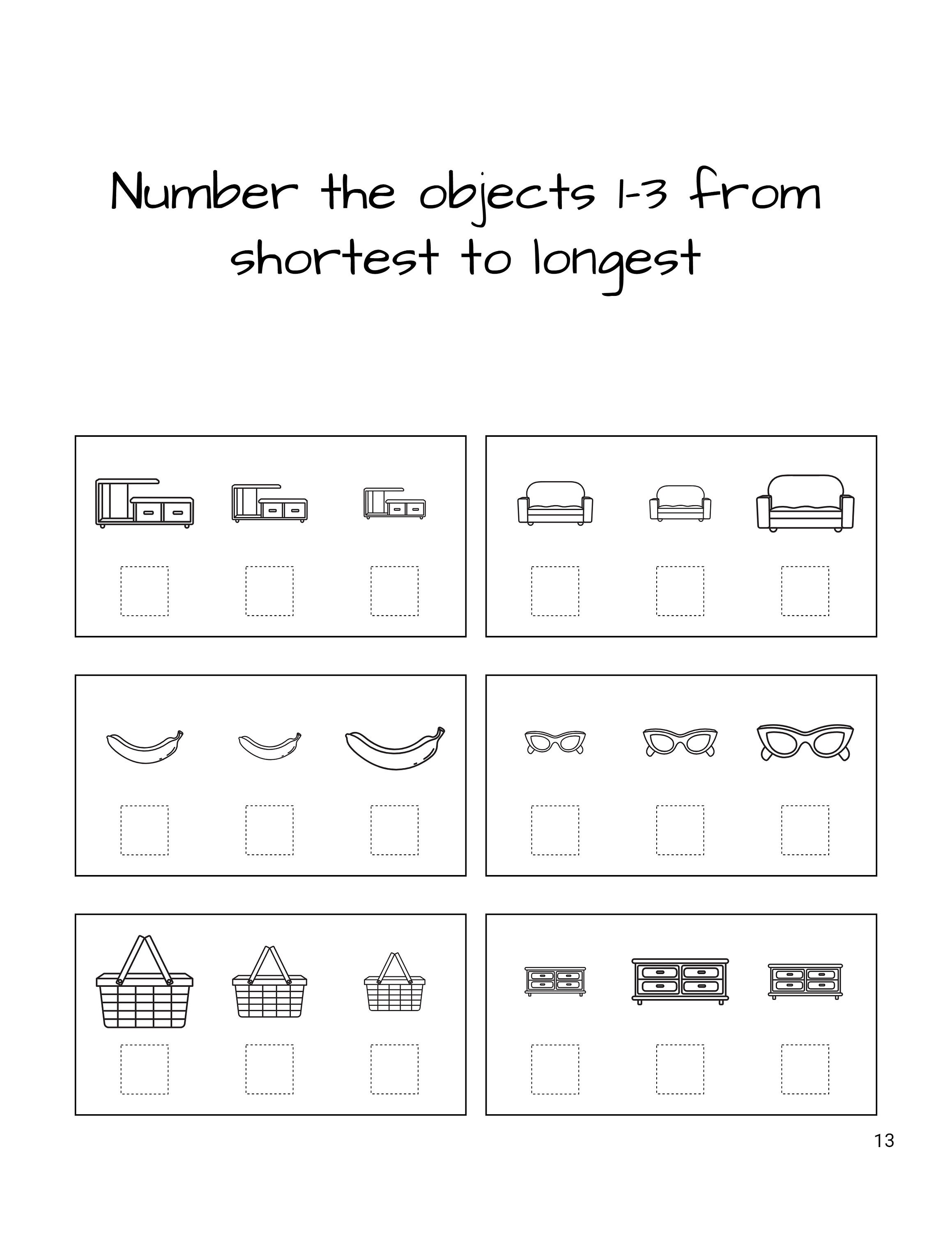 Measurement Worksheets Preschool Size and Weight - Etsy