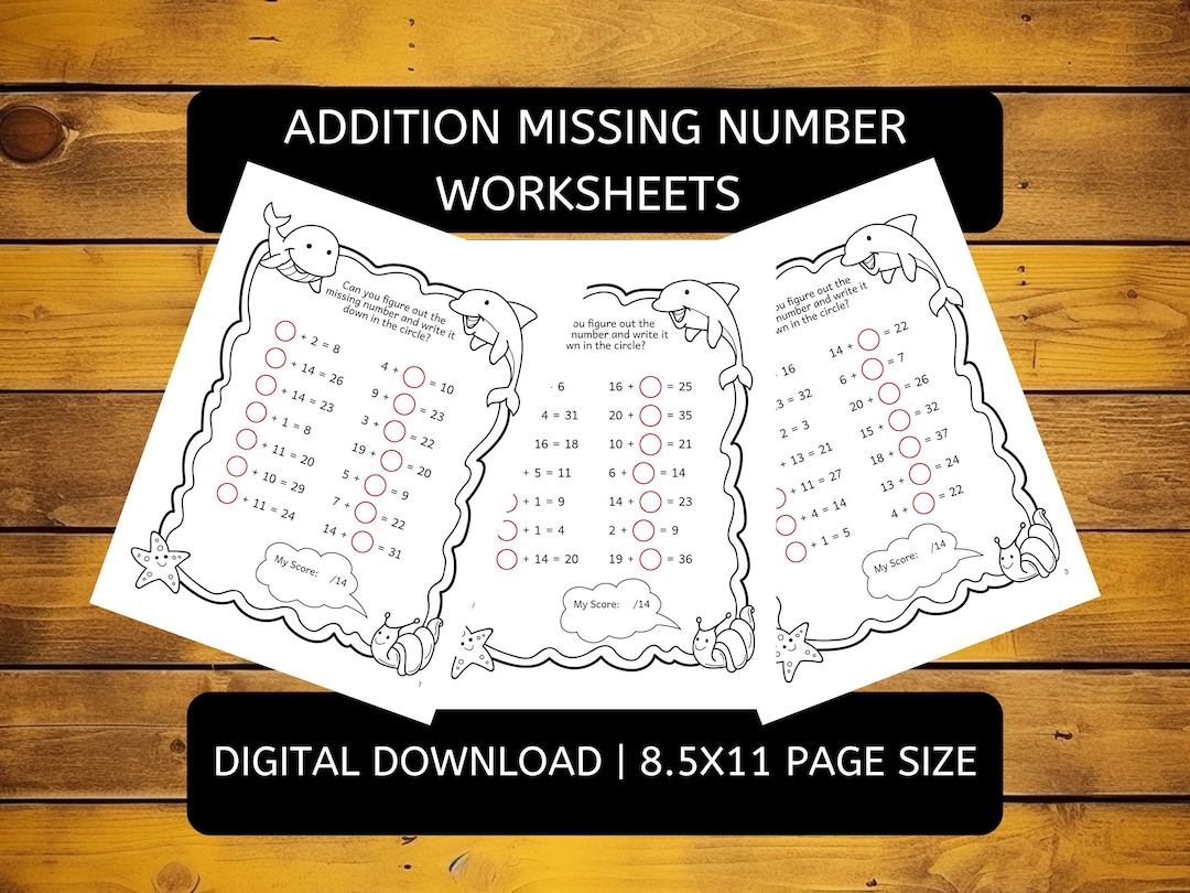 Math Worksheets | Addition Missing Addends | Numbers 1-20 - Etsy