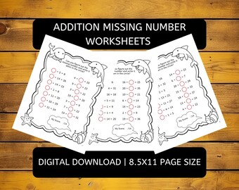 4 Printable Missing Addends Worksheets up to 20 / Math Addition ...