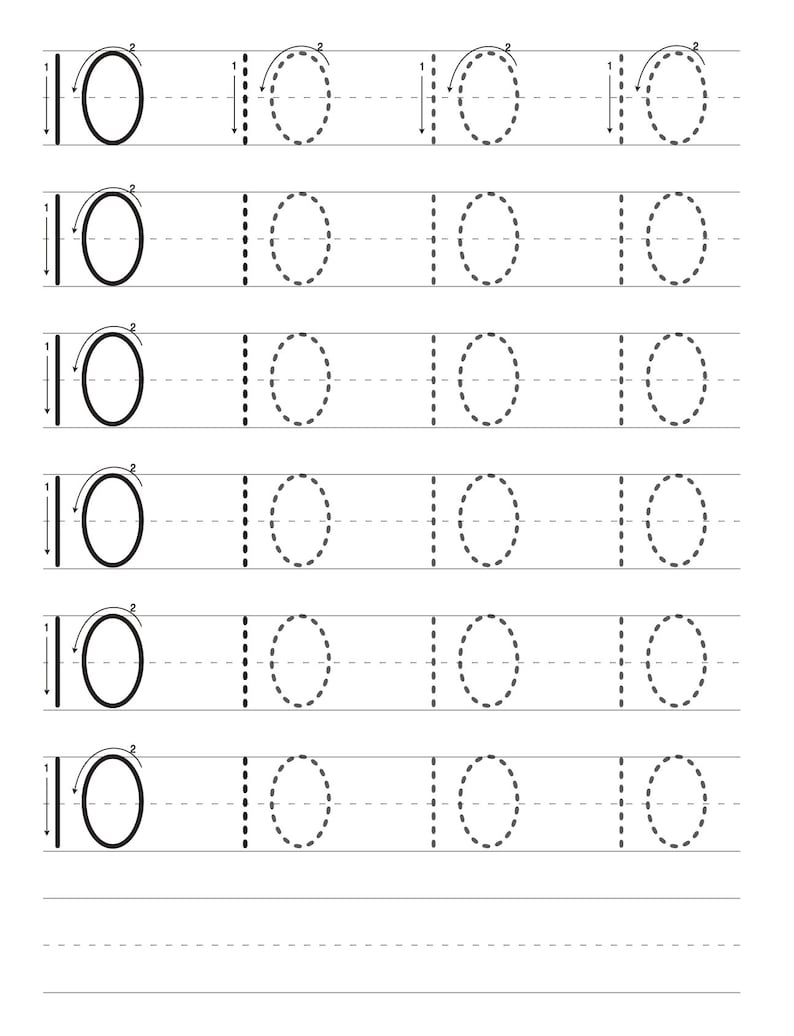 Trace Numbers 1-10 Kindergarten Handwriting Practice - Etsy