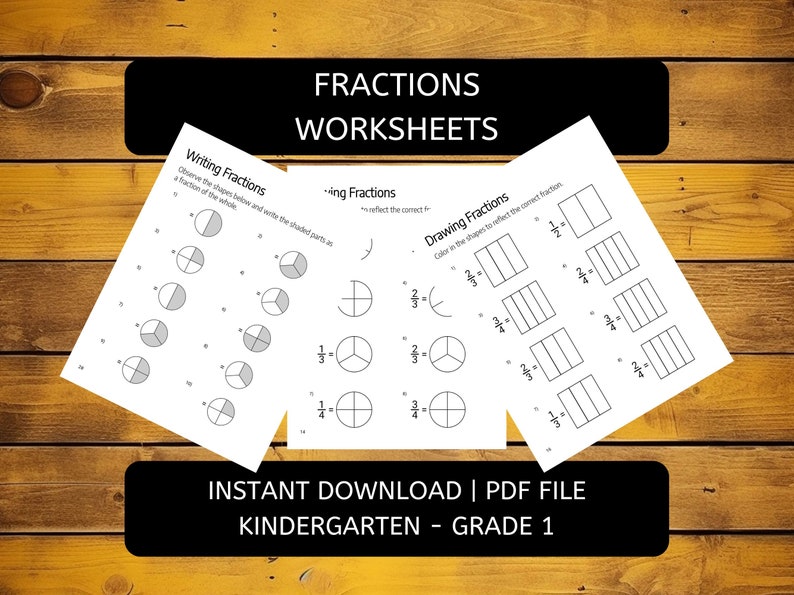 Fraction Worksheets Kindergarten to Grade 1 - Etsy