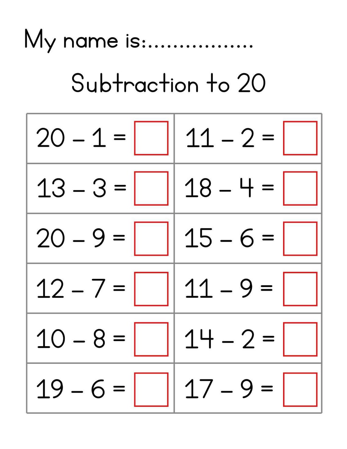 Addition and Subtraction Worksheets Zero to Twenty Kindergarten Math ...