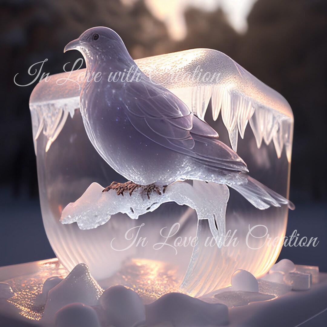 Set of 5 Pigeon Ice Sculpture Images | Symbols of Peace and Love in Art ...