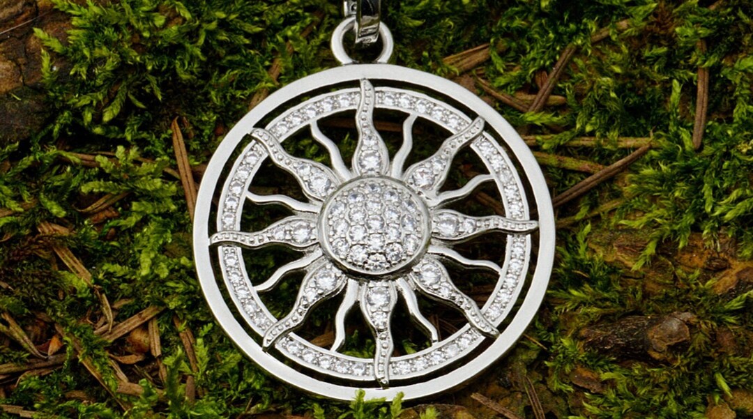 Sun Amulet, Sun Necklace, Viking Jewelry, Black Sun Pendant, Norse ...