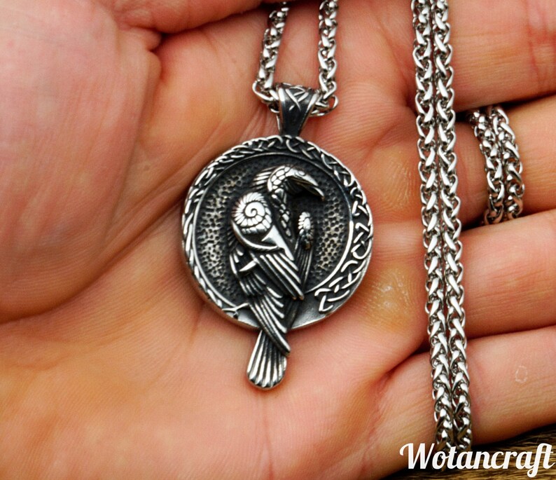 Raven Necklace, Raven Pendant, Crow Amulet, Huginn and Muninn, Odin's ...