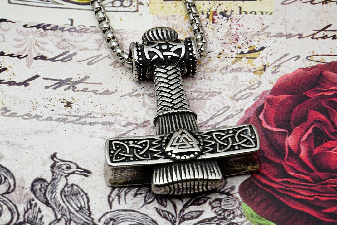 Viking Necklace - Thor's Hammer - Mjolnir - Valknut - Viking Pendant ...