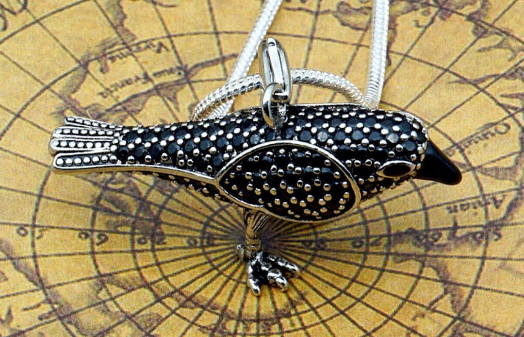 Raven Necklace, Raven Pendant, Raven Figurine, Nordic Amulet, Wicca ...