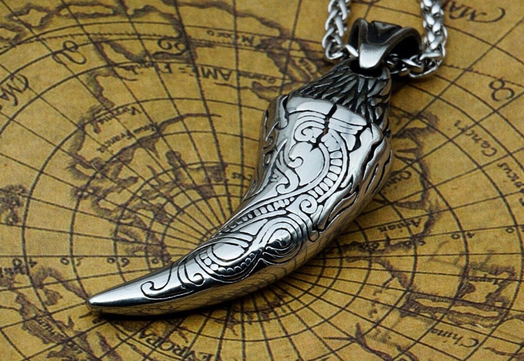 Wolf Necklace, Fenrir Pendant, Wolf Tooth, Viking Jewelry, Wicca, Norse ...