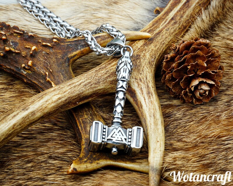 Mjolnir Necklace - Thor's Hammer Pendant - Mjolnir Pendant - Valknut ...