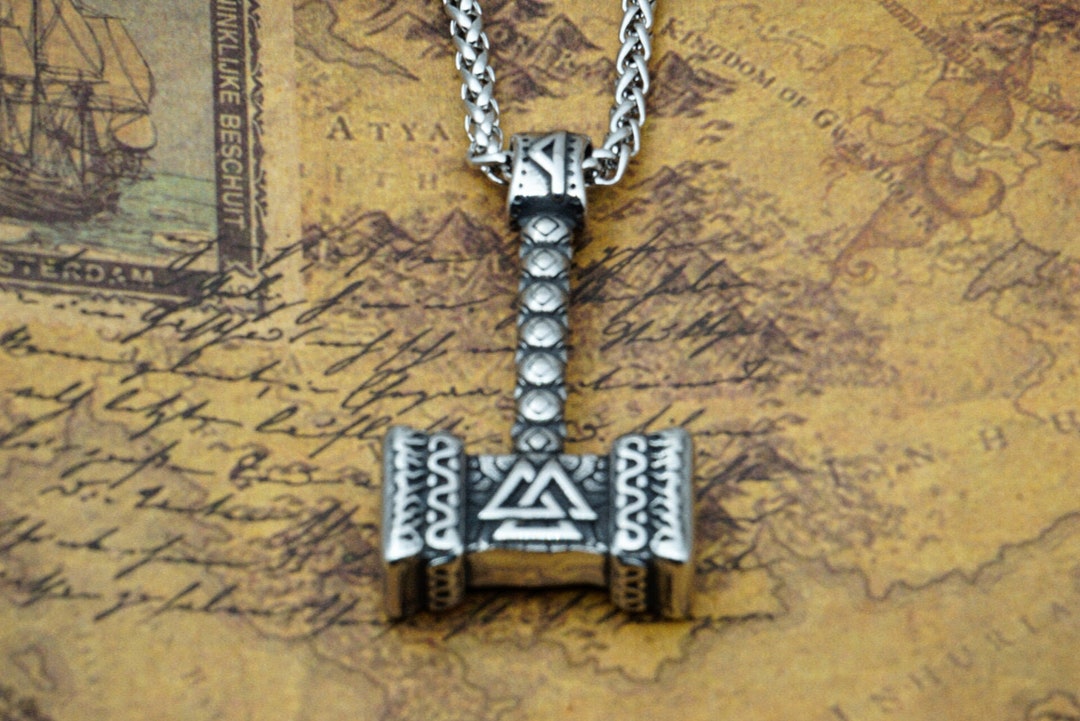Valknut Thor Hammer Necklace, Mjolnir Pendant/tree of Life/viking ...