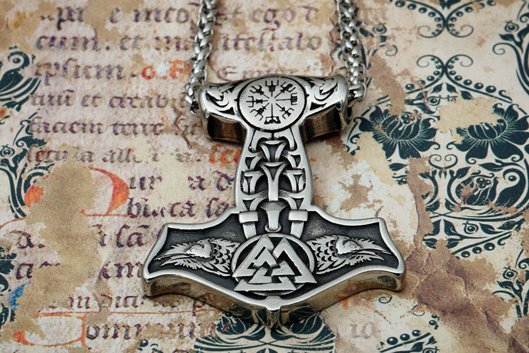 Mjolnir Necklace - Thor's Hammer Necklace - Thor Hammer Pendant With ...