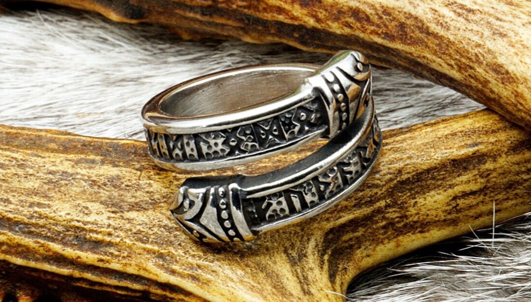 World Serpent Ring - Jormungandr Midgard Serpent Band, Viking Jewelry ...